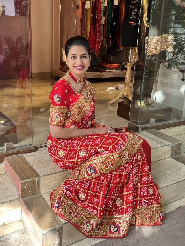 Handmade Exclusive Red Gharchola Saree for Wedding | Rana's by Kshitija