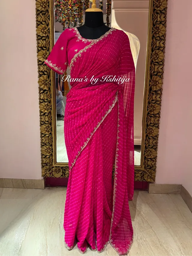 Mothda Leheriya Rani Saree with Aari Design | Rana's by Kshitija