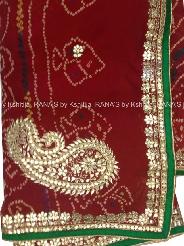 Red Bandhej Saree with Flower Design | Rana's by Kshitija